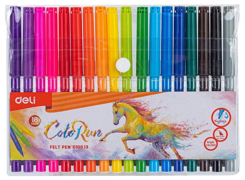 Фломастеры набор Deli ColoRun вентилир. 18цв, EC10013 1560590