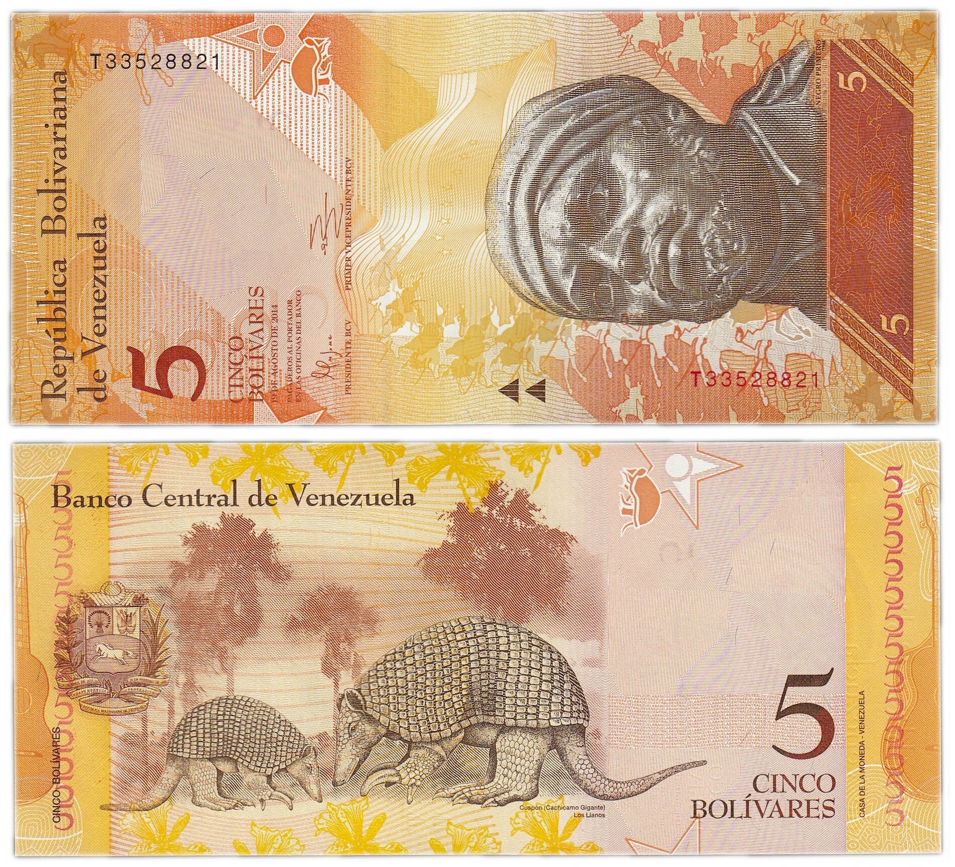 Венесуэла 5 боливаров 2014 Pick 89f 19 08 2014