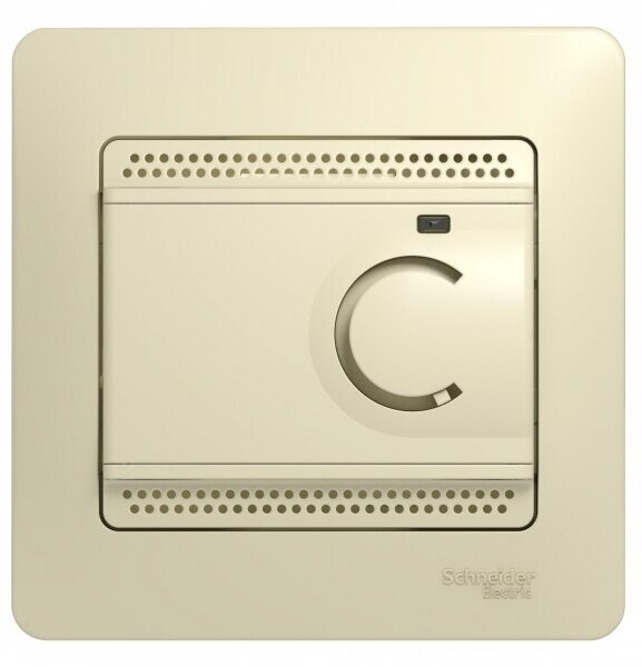 SE Glossa Беж Термостат электронный теплого пола с датчиком, 10A (в сборе с рамкой)
