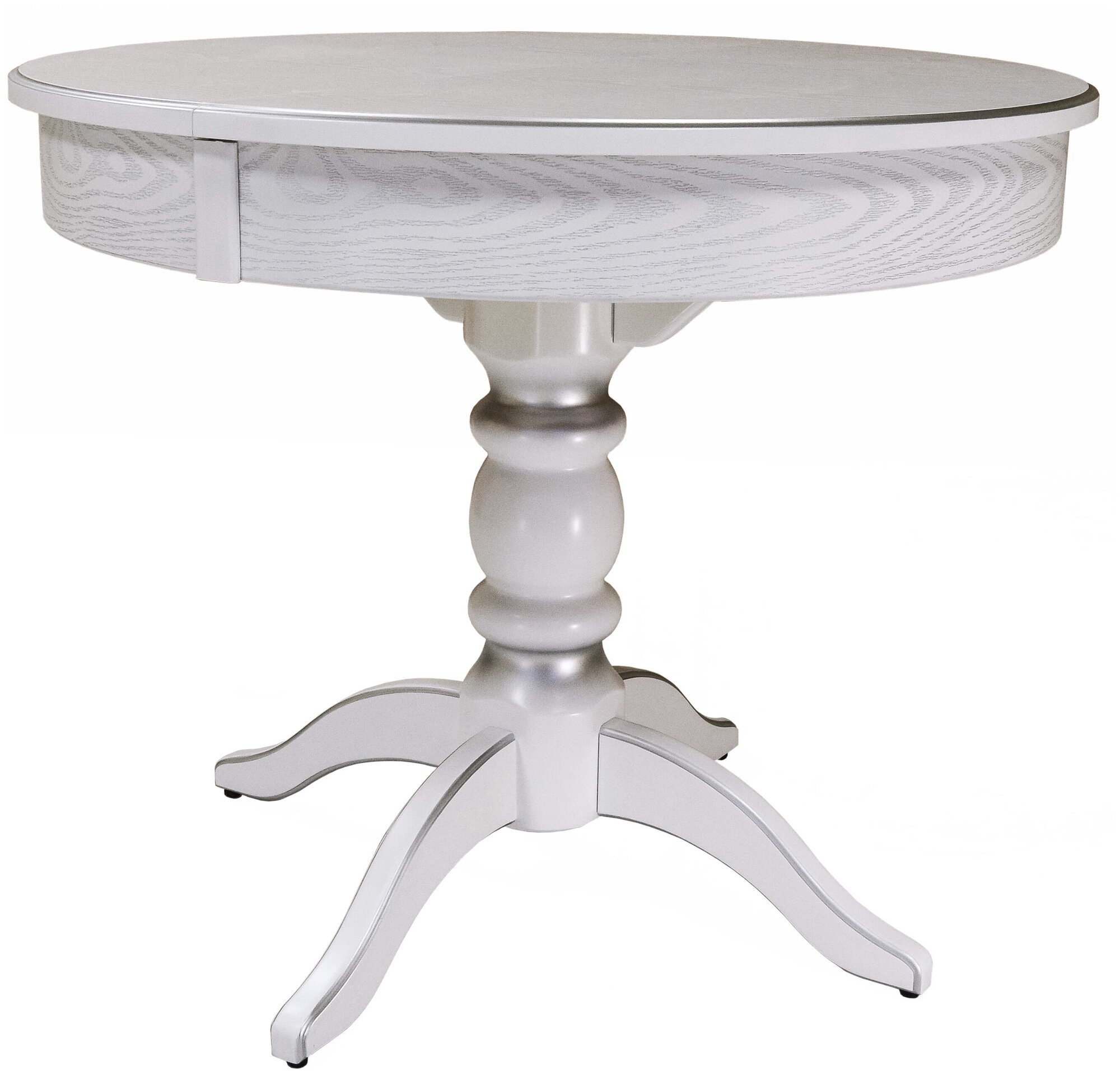 Стол обеденный Мебелик Фидея 4 кухонный, раздвижной белый/серебро 90/130*90