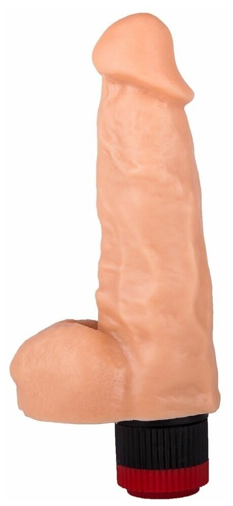 Гелевый вибромассажёр с мошонкой - 19 см.
