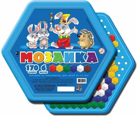 Мозаика детская шестигранная, 170 деталей, 6 цветов Десятое Королевство 00958ДК