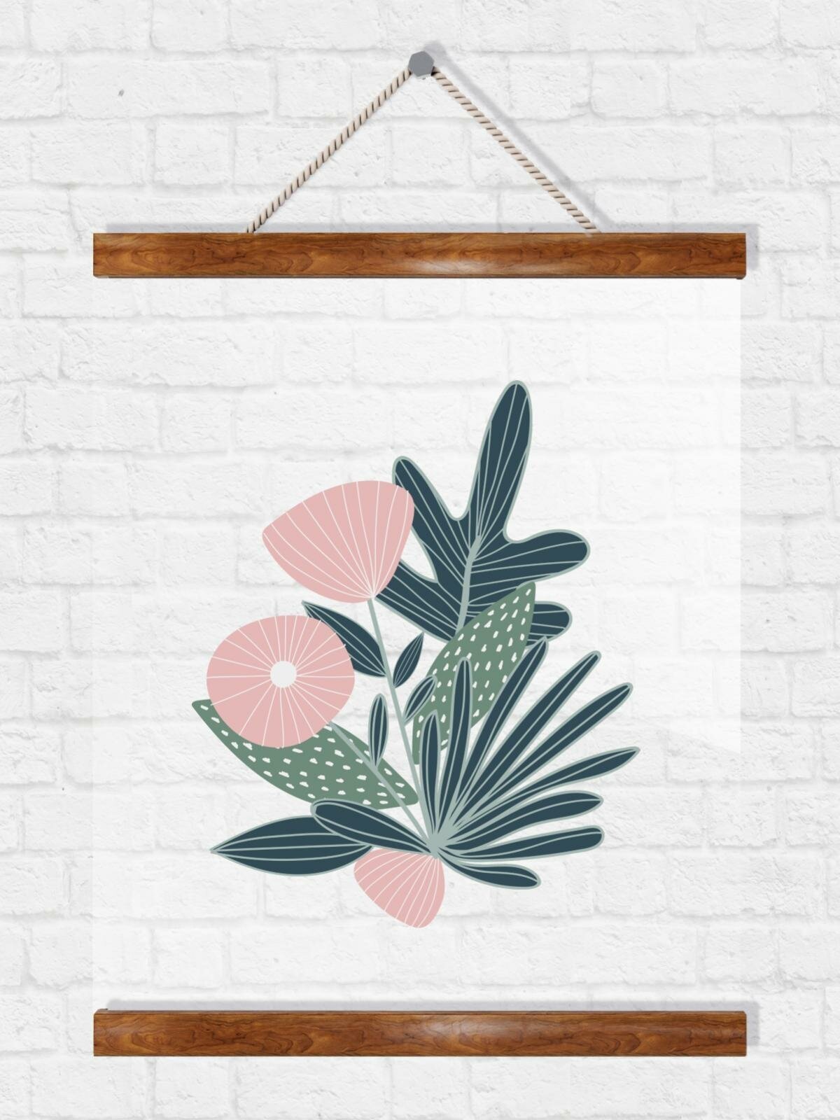 Постер / Плакат / Картина Прозрачный постер - Рисунок цветущего куста 60x90