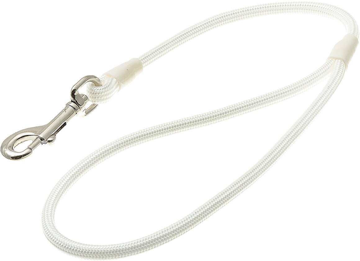 Водилка для малых и средних пород собак и кошек (круглый, ширина 6 мм) стальной карабин, Zoo One, белый, длина 40 см