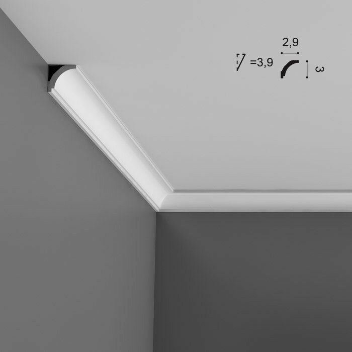 Карниз Гладкий Orac Decor CX115 Д200xШ2.9xВ3 см Лепнина из Дюрополимера / Орак Декор.
