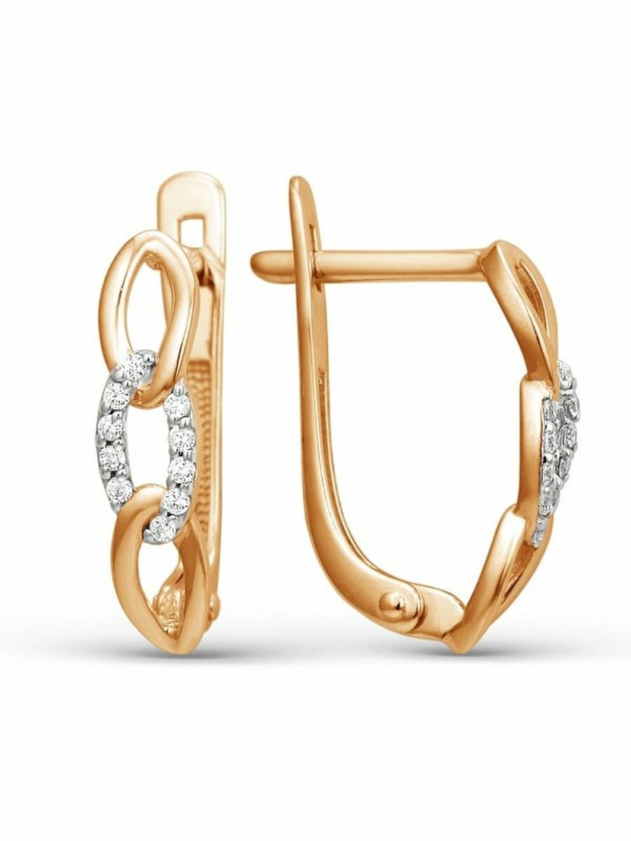 Серьги, красное золото, 585 проба, фианит