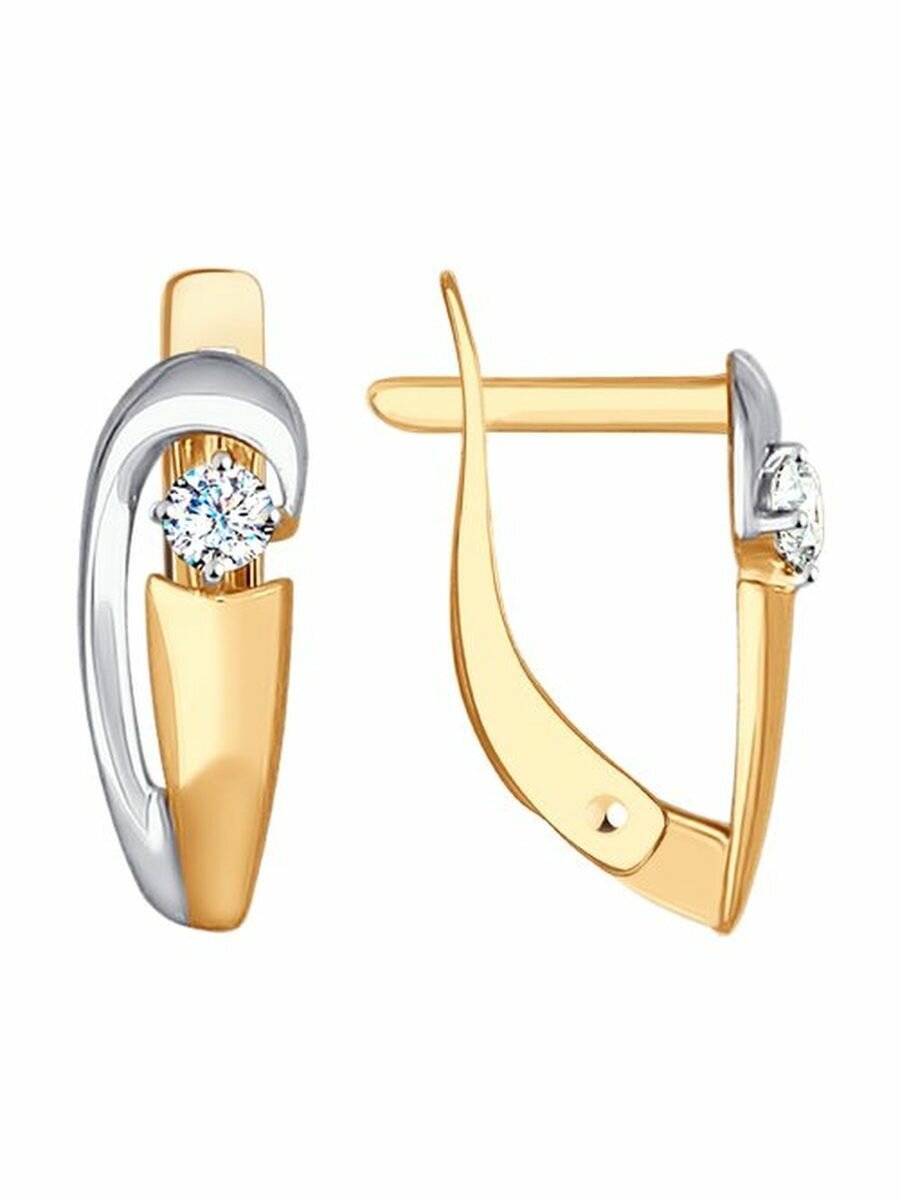 Серьги, красное золото, 375 проба, фианит