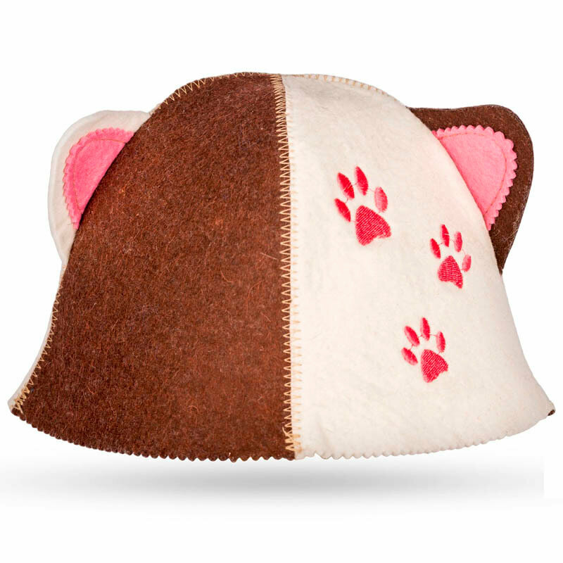 Шапка детская для бани "Кошка" с ушками