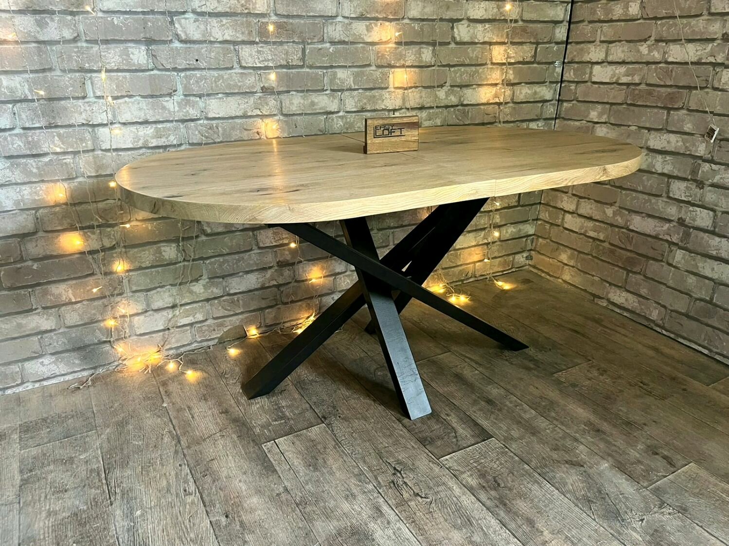 Стол "EasyLOFT" в стиле лофт, раздвижной, массив дуба, 160х90х75 см.