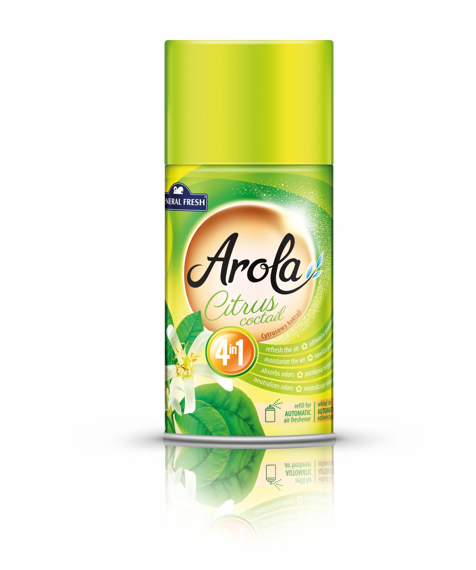 Ароматизатор аэрозольный (для автоматических освежителей воздуха) "GENERAL FRESH ALORA". Польша. "Цитрусовый коктейль" (17583)