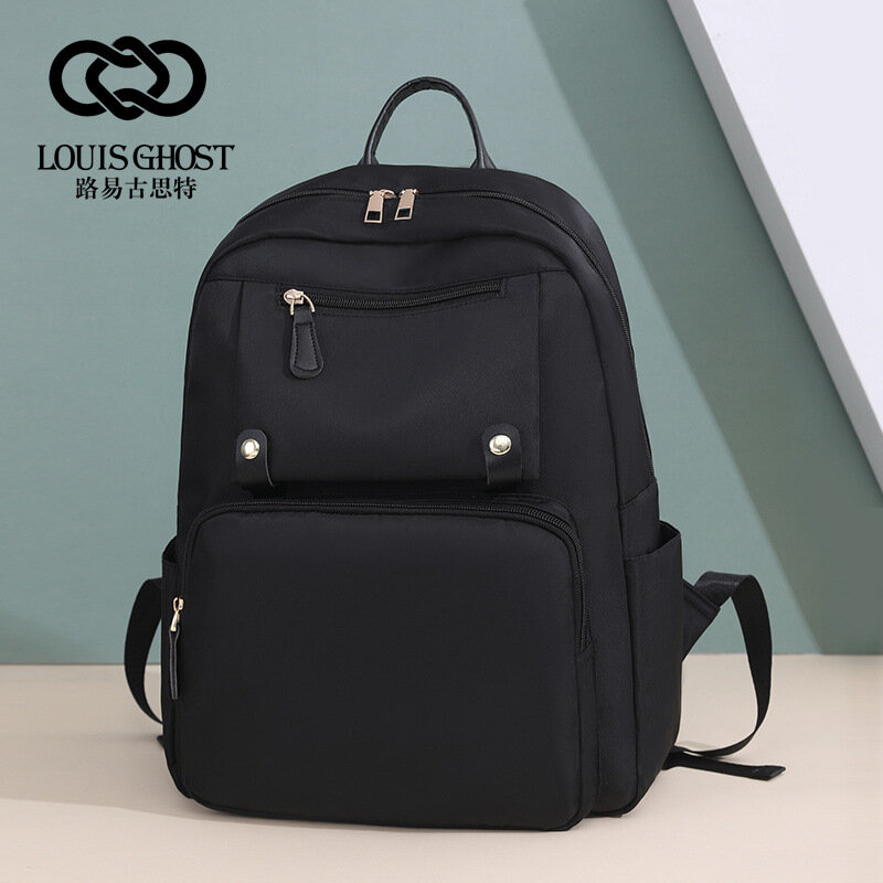 Рюкзак Louis Guth 2024, ткань Оксфорд, трехмерный мешок, застежка-молния, черный