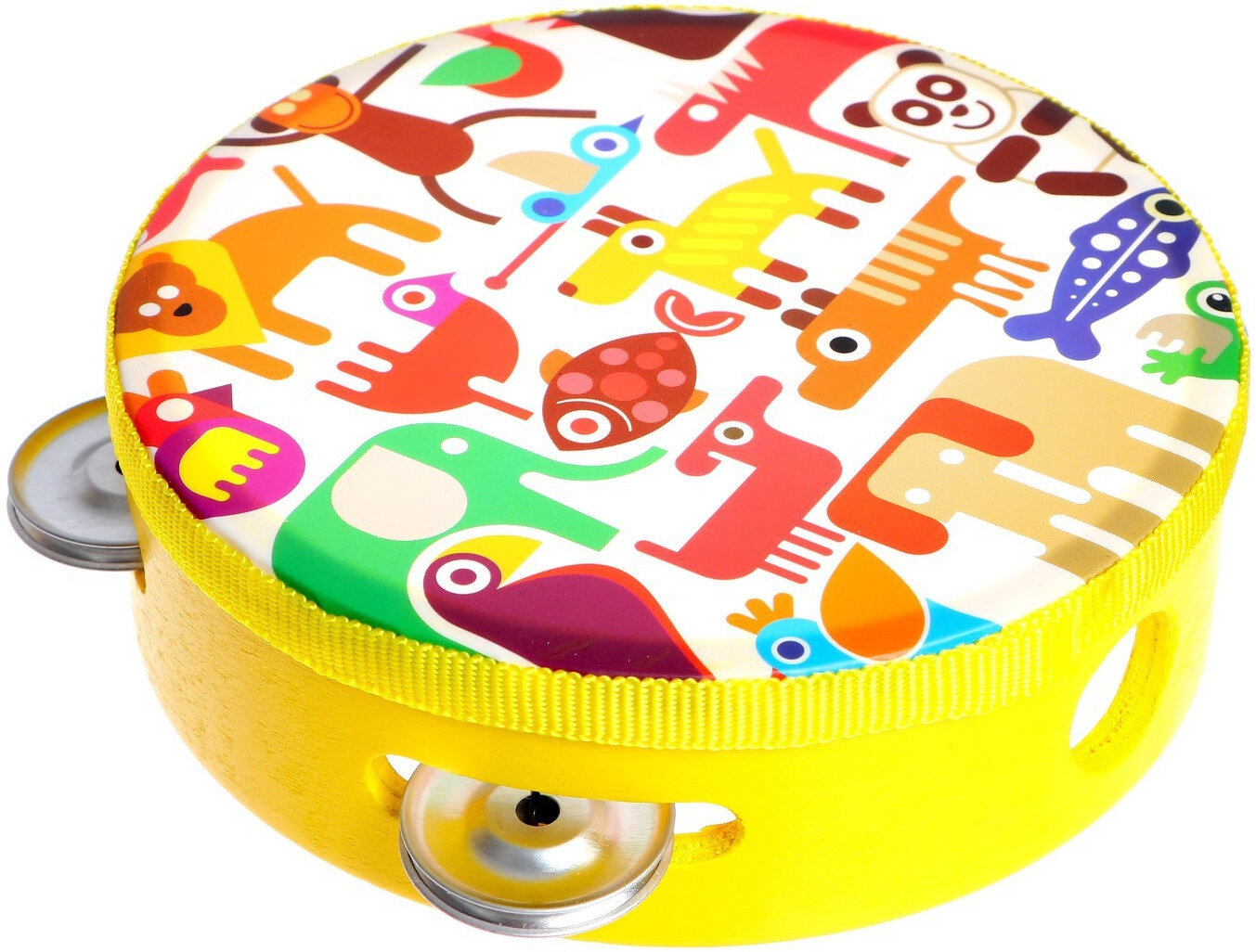 Детская музыкальная игрушка Бубен "Весёлые животные", развитие слухового восприятия