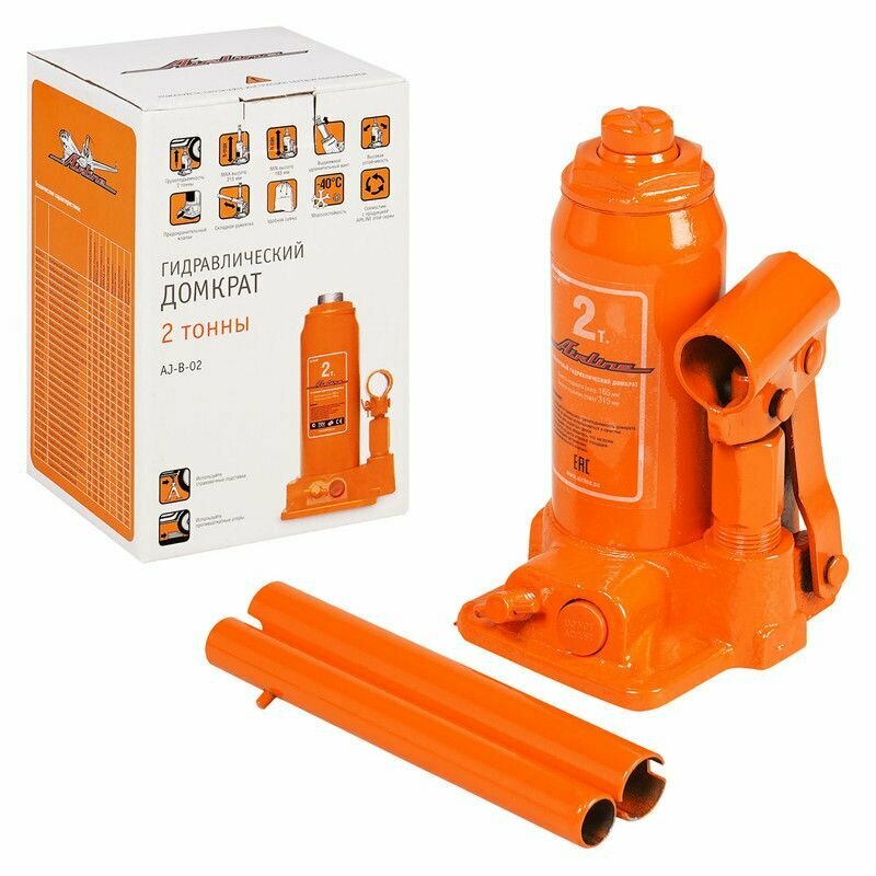 Домкрат бутылочный Airline AJB02, 2 т (MIN - 165 мм, MAX - 315 мм), в сумке