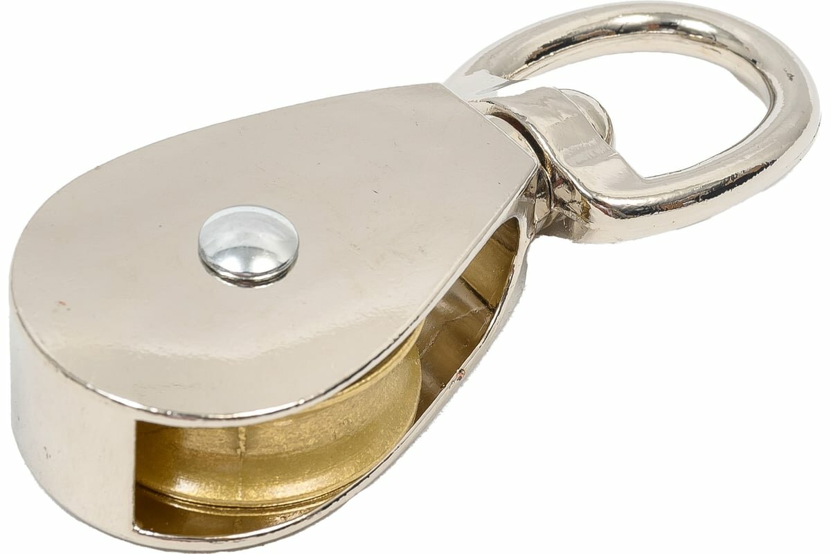 Одинарный блок Госкреп металлический с вертлюгом 1/4 30 мм для грузовых и такелажных работ, защита от перекосов и заломов тросов, максимальный диаметр троса 8 мм