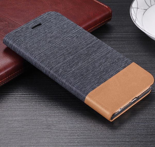 Чехол-книжка Чехол. ру для Nokia 1.4 из водоотталкивающей ткани под джинсу с вставкой под кожу черный