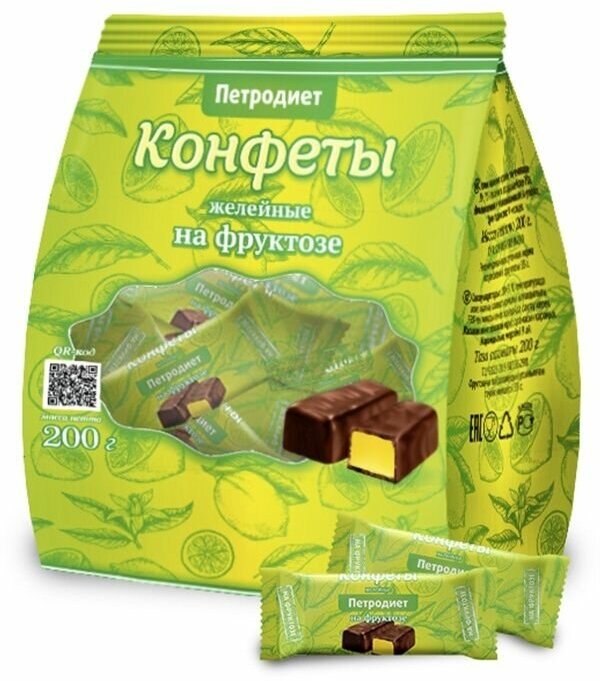 Конфеты петродиет желейно-фруктовые на фруктозе 200г