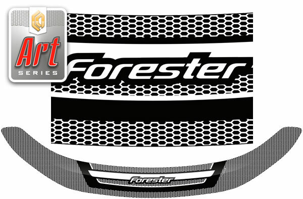 Дефлектор капота Subaru Forester 2008-2012 Серия "Art" белая САпластик