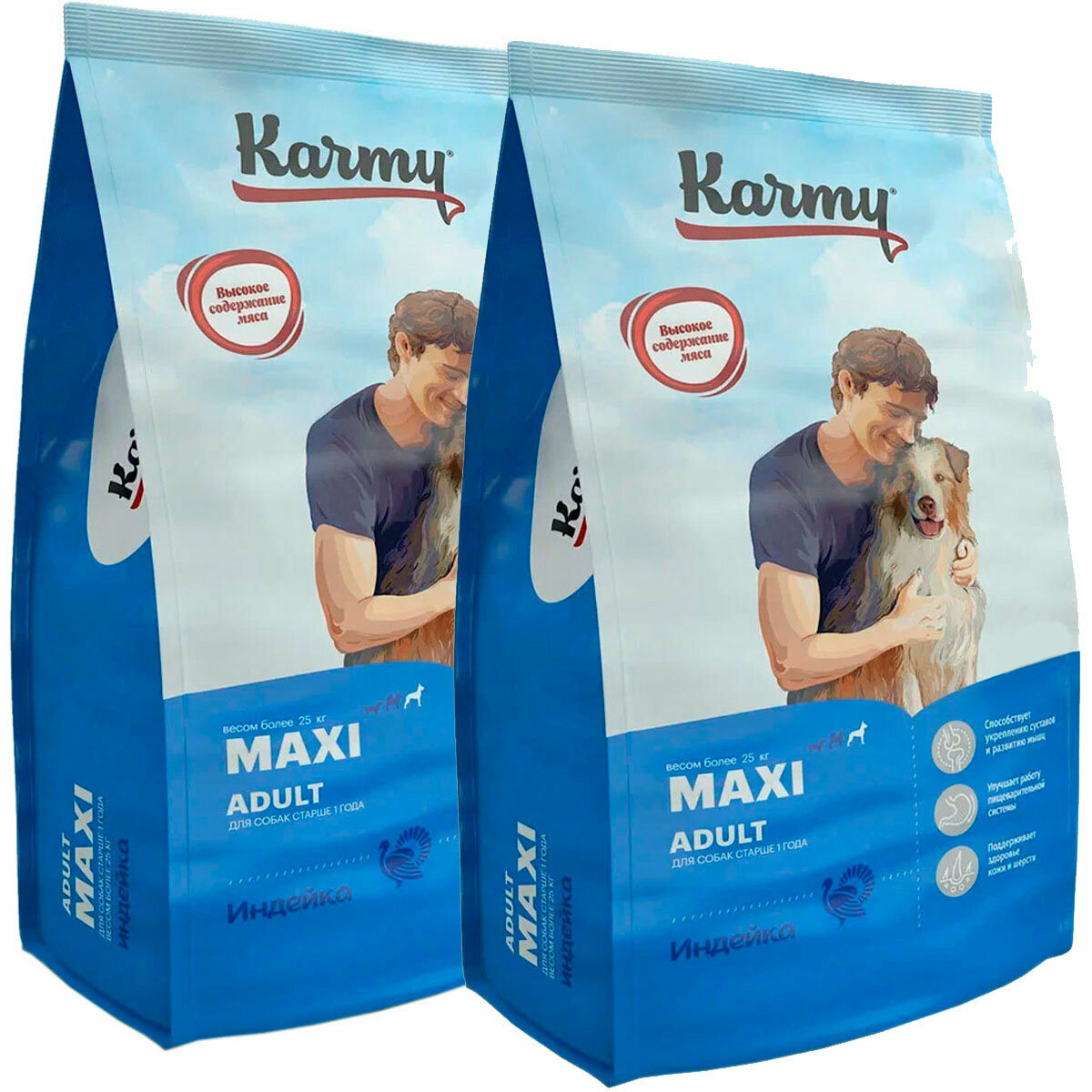 KARMY MAXI ADULT для взрослых собак крупных пород с индейкой (2 + 2 кг)