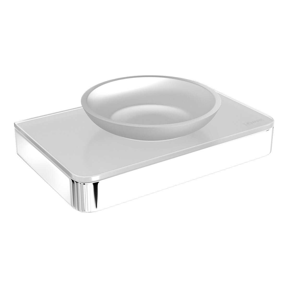 Мыльница Lemark GLASS LINE с держателем, хром/белое стекло, металл стекло