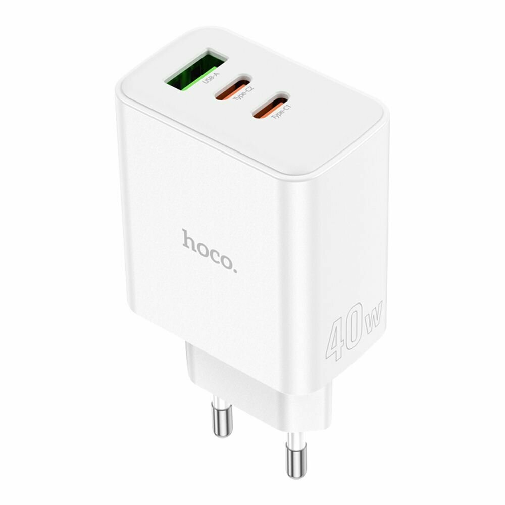 СЗУ HOCO C126A Pure 1xUSB, 2xUSB-C, 3А, PD40W, QC3.0, GaN (белый)