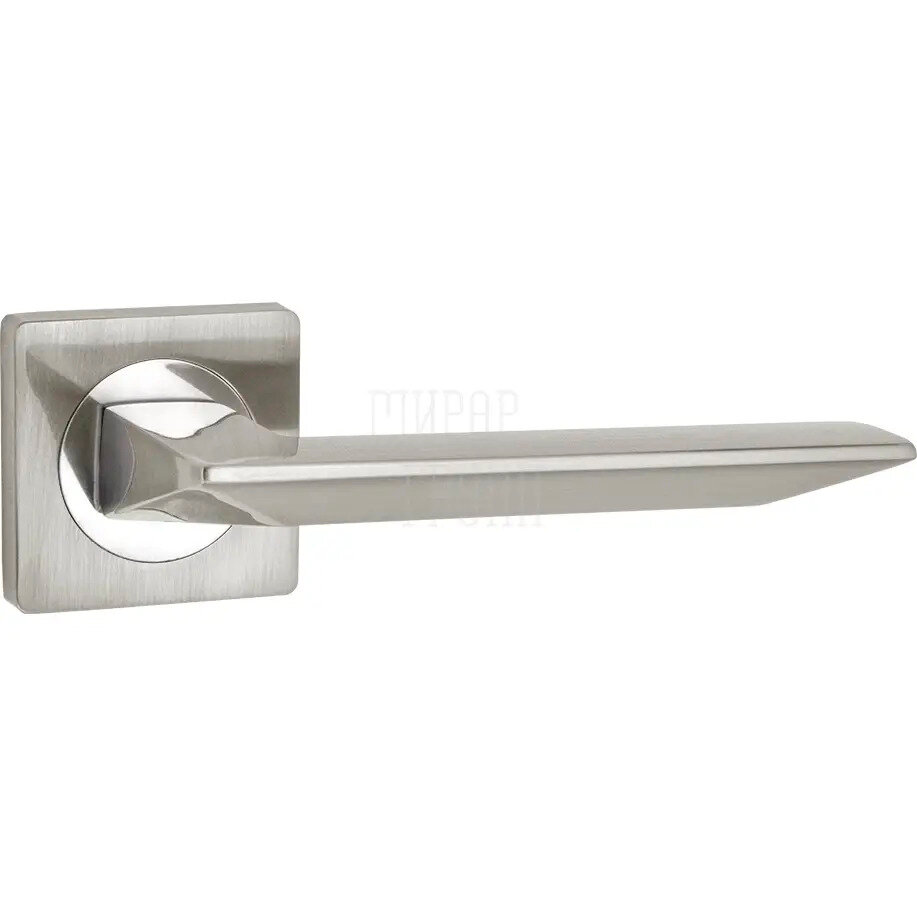 Дверная ручка Ajax (Аякс) на квадратной розетке "ULTRA" JK матовый никель + хром