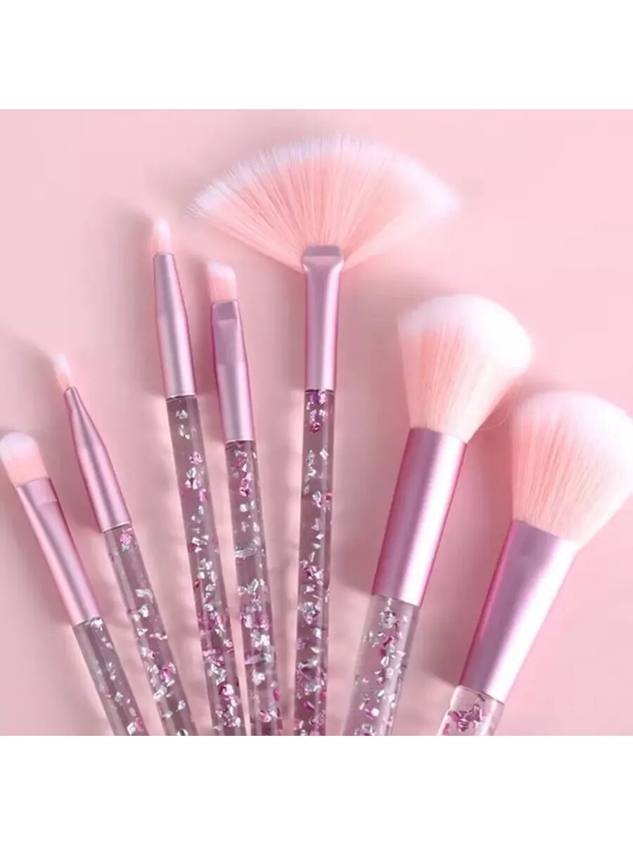 Набор кистей для макияжа с блестками внутри 7 шт.