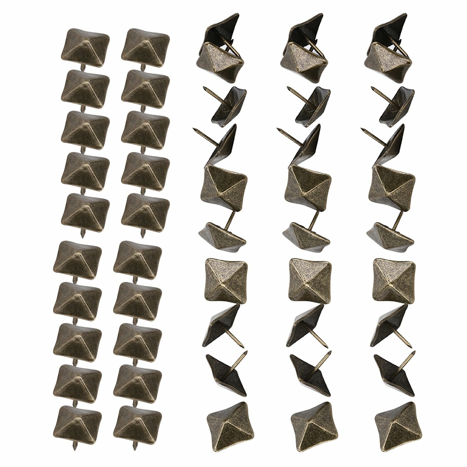 Квадратные пузырьковые гвозди бронзовые, длина стороны 19 мм, 50 декоративных гвоздей