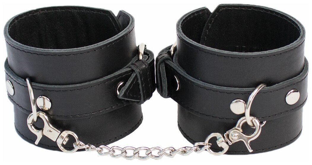 Наручники RESTART James Arm, натуральная кожа, черные, БДСМ, 13х30 см