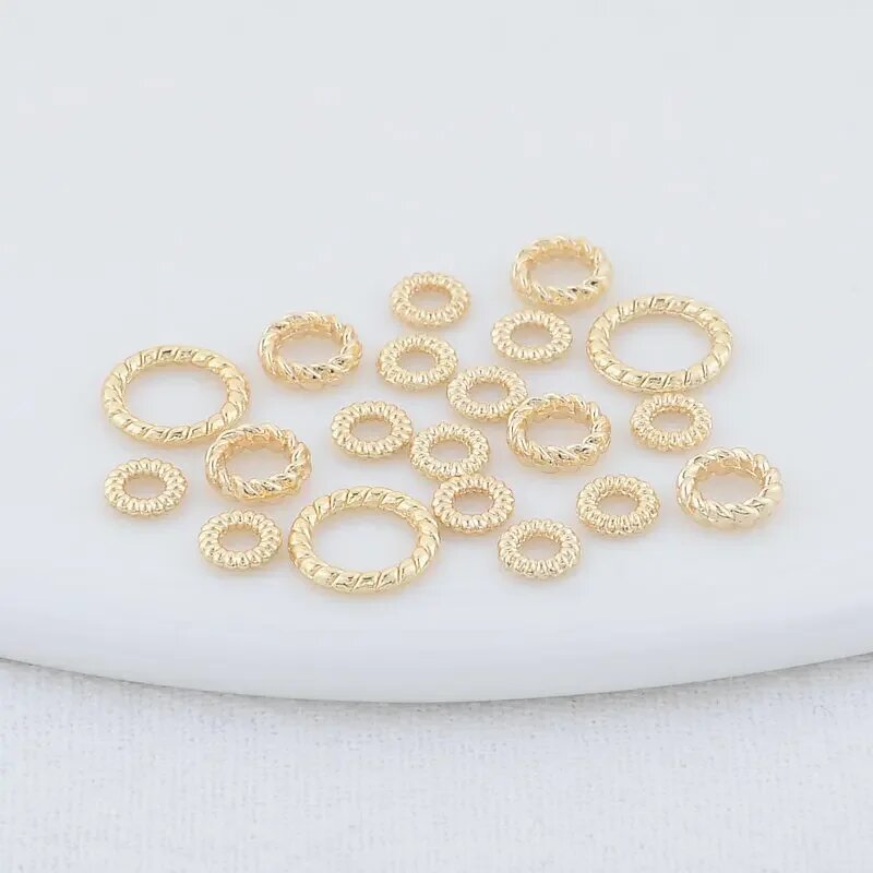 Закрытые кольца из латуни с позолотой 14К, подвески, набор из 50 штук 8MM-20PCS, 14K gold plated