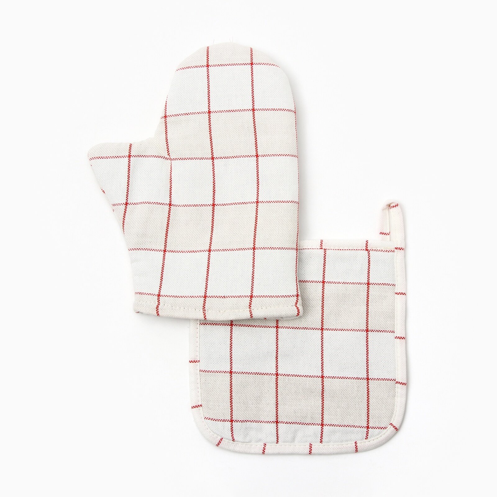 Кухонный набор Этель "Bright cage" варежка-прихватка 20×27 см, прихватка 19×19 см, 100% хлопок