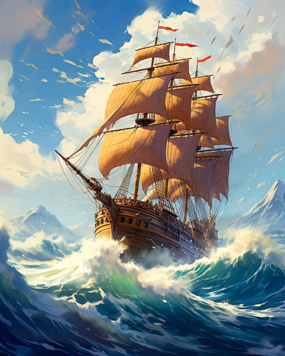 Картина по номерам корабль в шторм 40х50