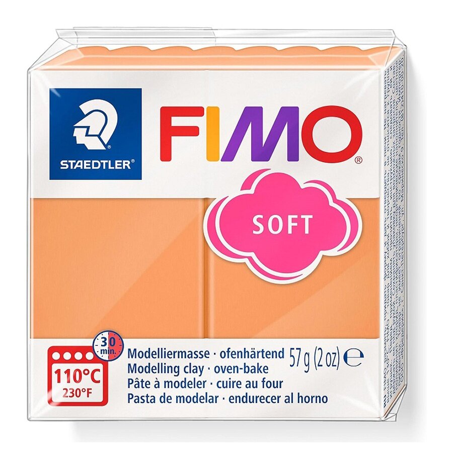 Полимерная глина FIMO "Soft", цвет сорбет из папайи, 55х55х15 мм, 57 г