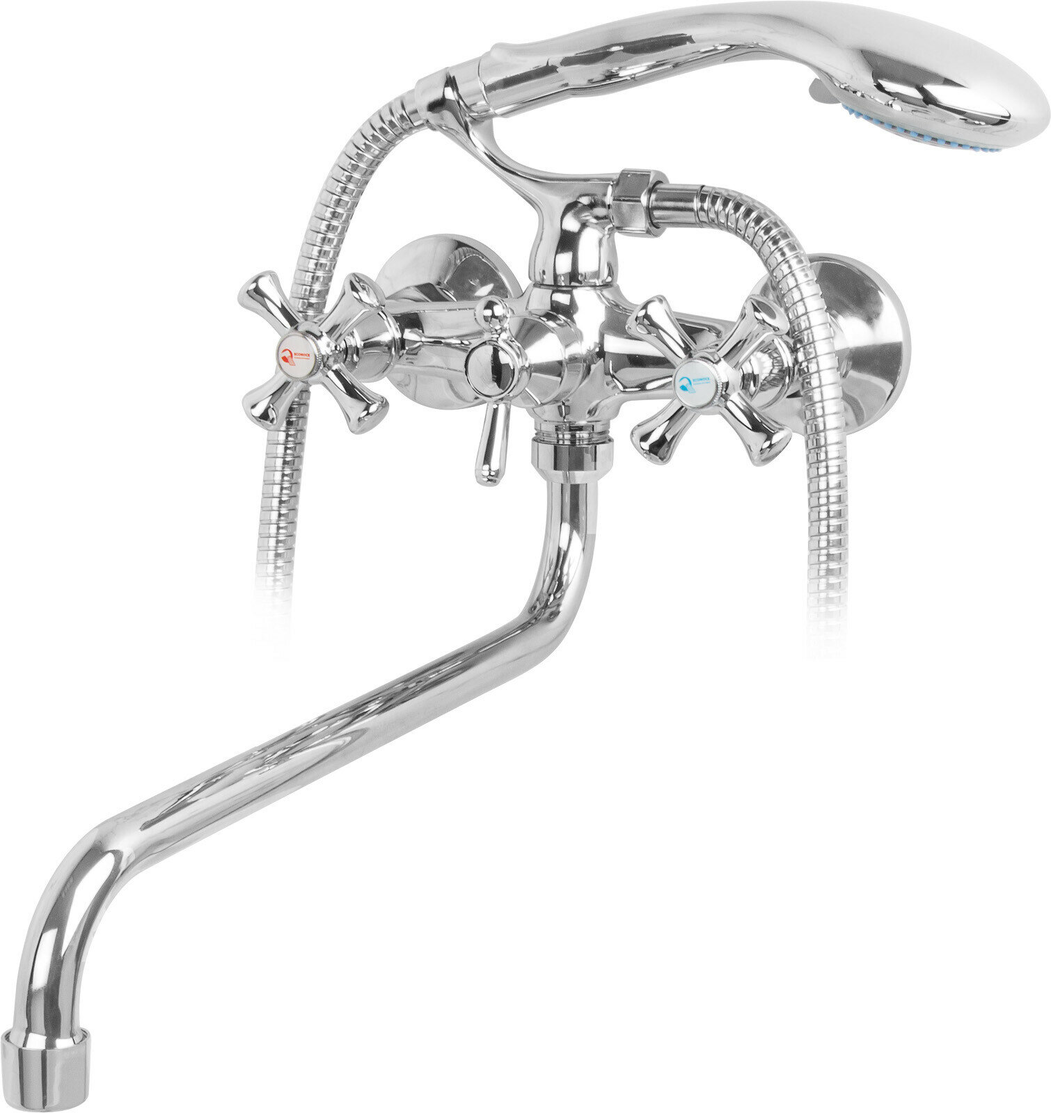 Смеситель для ванны с душем ECONOCE вентильный с поворотным S-образным изливом серия 430 (EC0433)