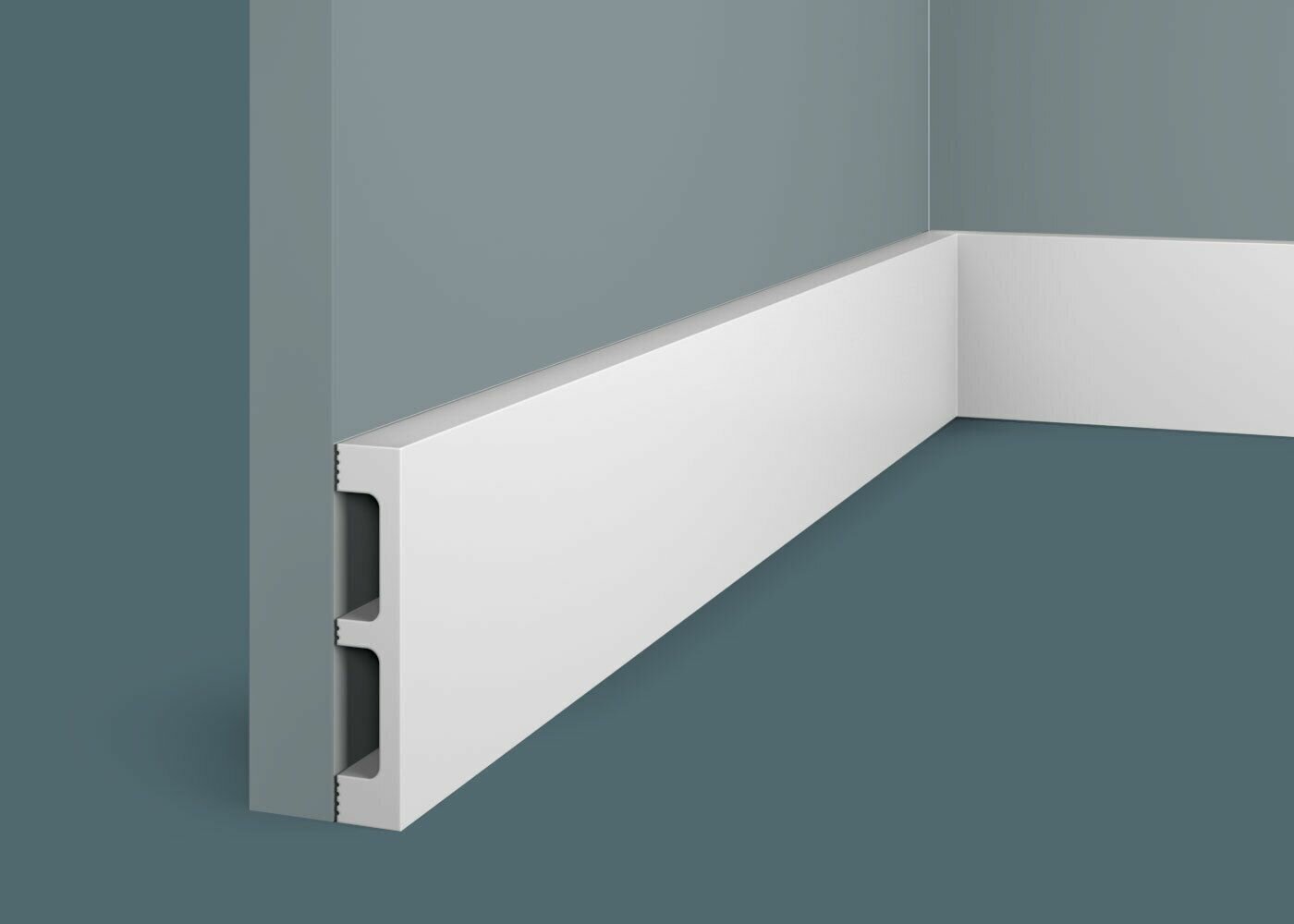 Плинтус напольный дюрополимерный белый PX048, 80х15, 2000мм, Экополимер/11