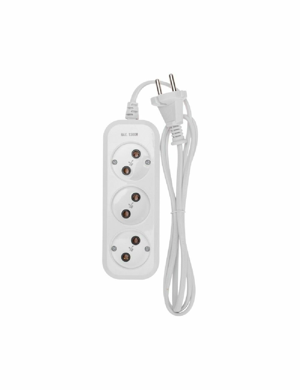 Удлинитель 1,5 м на 3 розетки без кнопки, белый тройник-удлинитель сетевой без заземления PROconnect