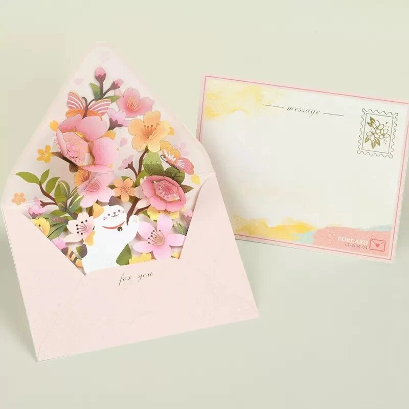 3D открытка с цветами MOONBIFFY D