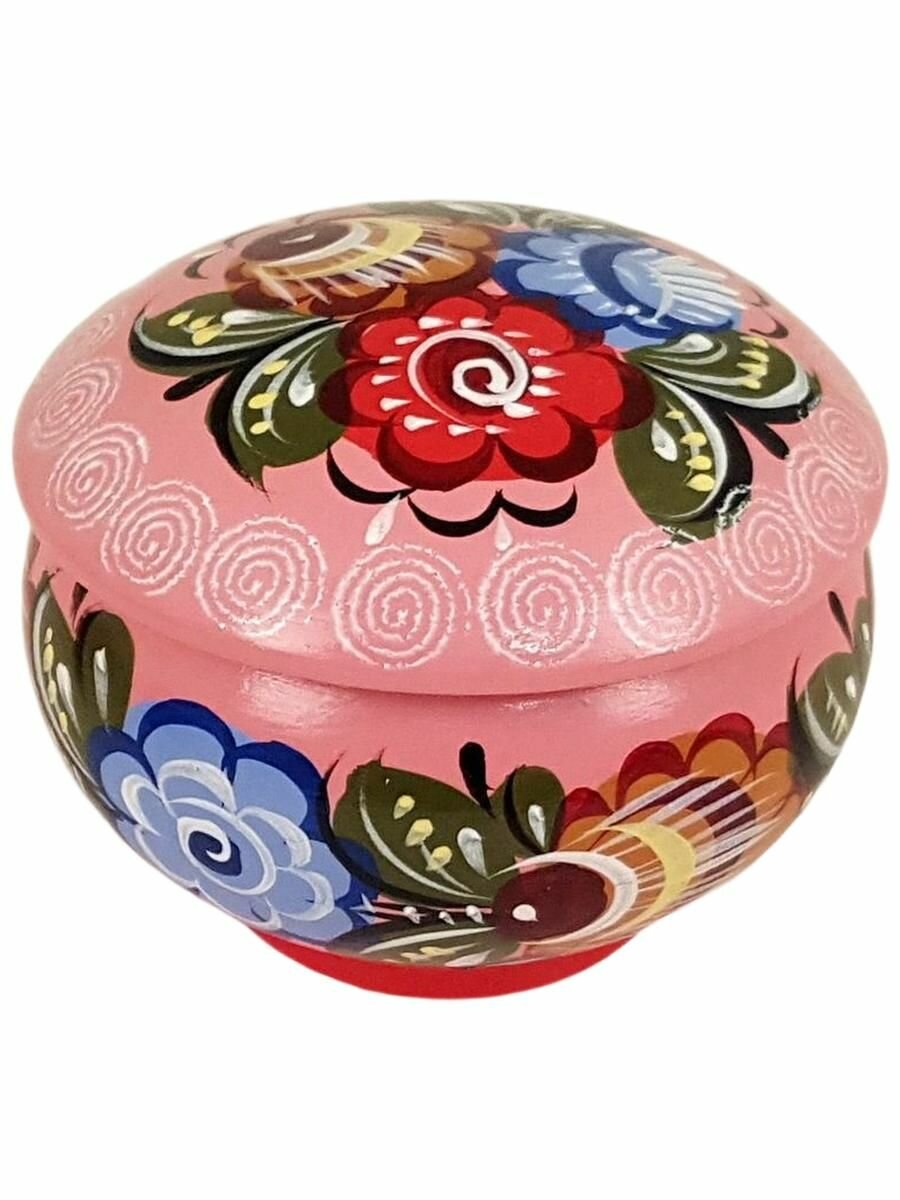 Шкатулка токарная малая (Цветы)-3, Городецкая роспись, ручная авторская работа