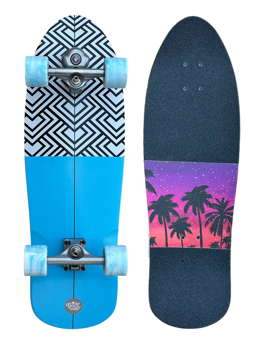 Серфскейт BroStuff geometric blue, размер 32x10.5