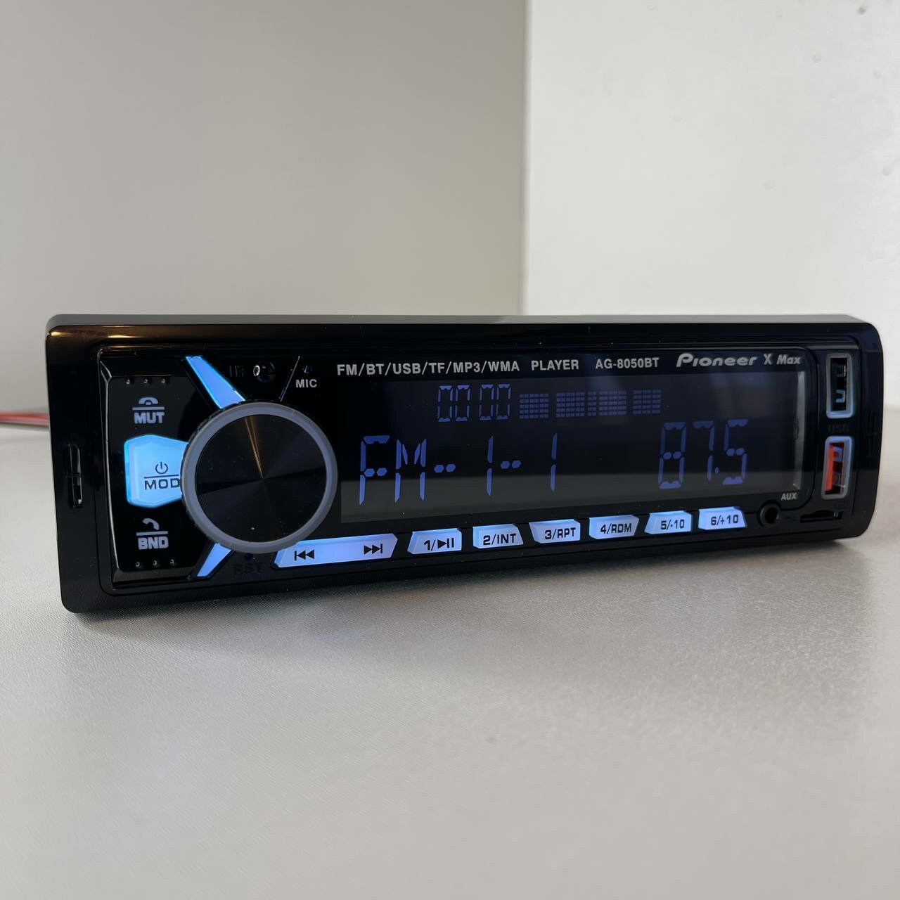 Автомагнитола AG-8050BT 7 цв. LED, BT, MP3/2 USB/TF/FM/AM, AUX, 6 RCA, 2 пульта