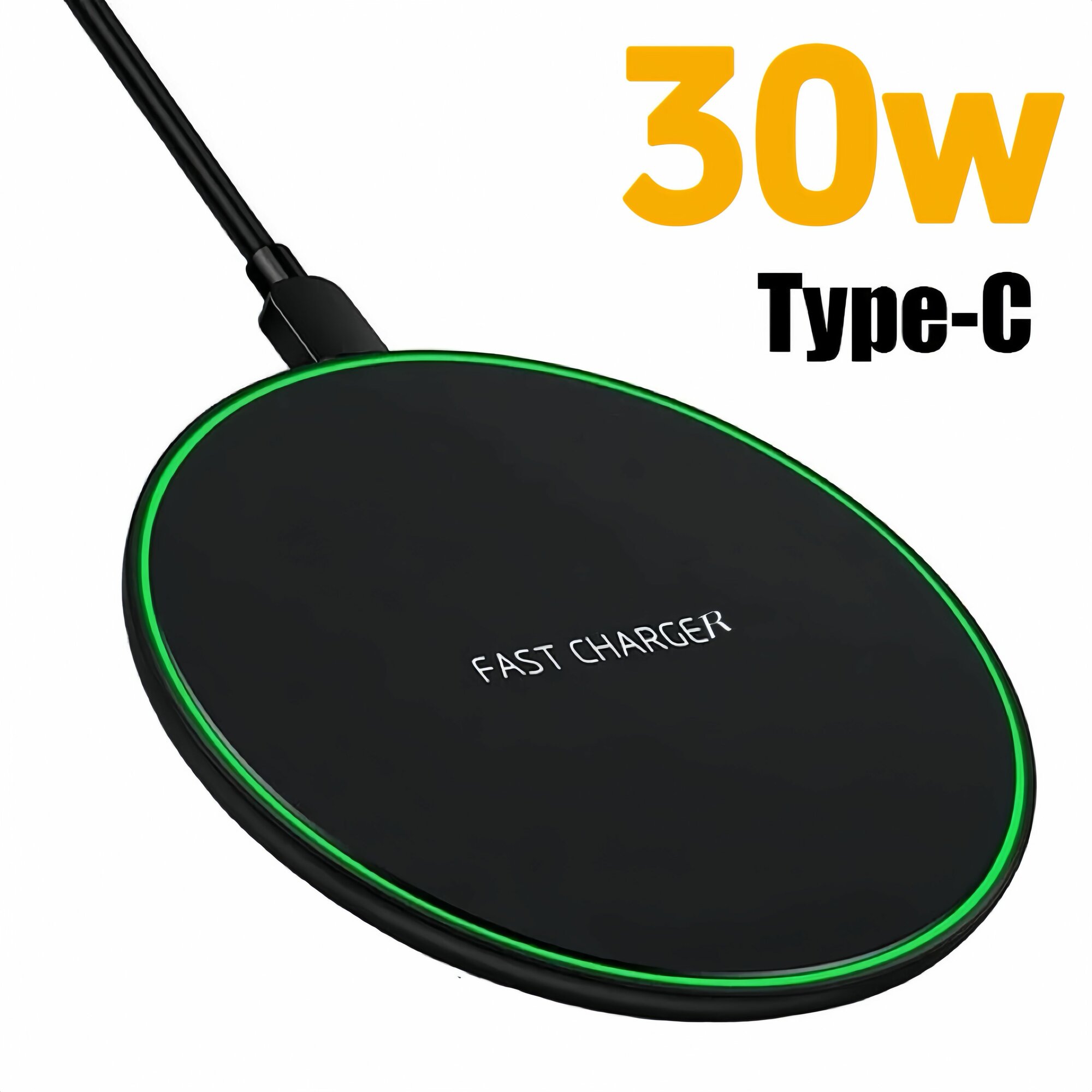 Беспроводная зарядка 30W для iPhone и Android с защитой от перегрева, быстрая зарядная станция