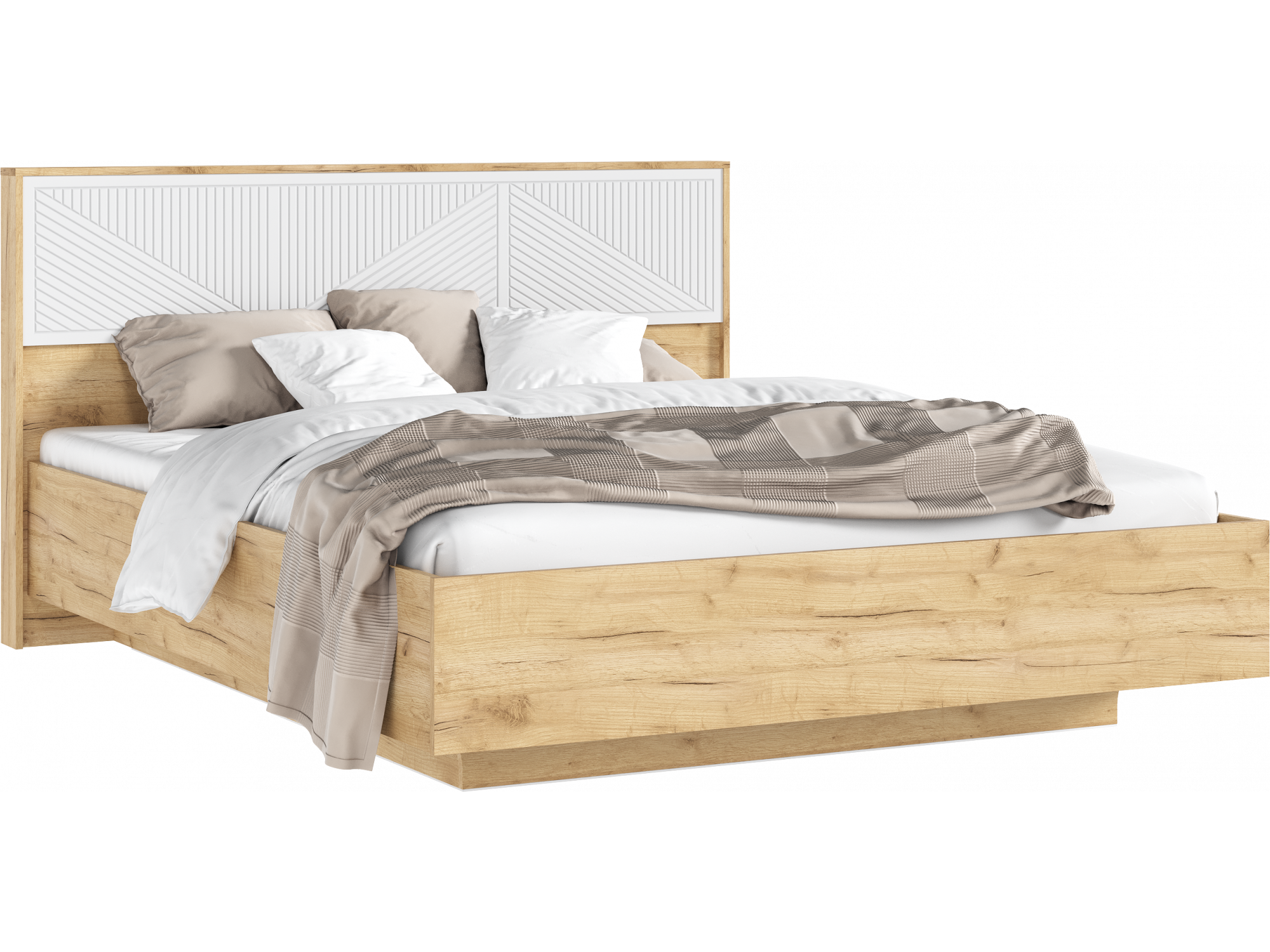 Кровать парящая 1,6м (ортопед металл), Браш Вайт/Дуб Крафт, Дуб Крафт