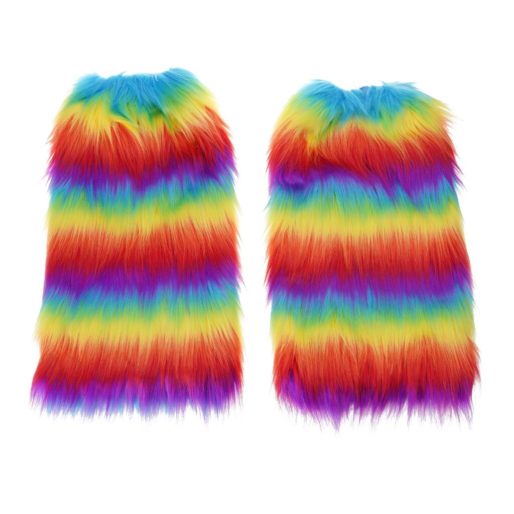 Красочные толстые пушистые гетры для ног, носки без носков, плюшевые меховые гетры в стиле харадзюку в стиле панк, женские уютные зимние ботфорты