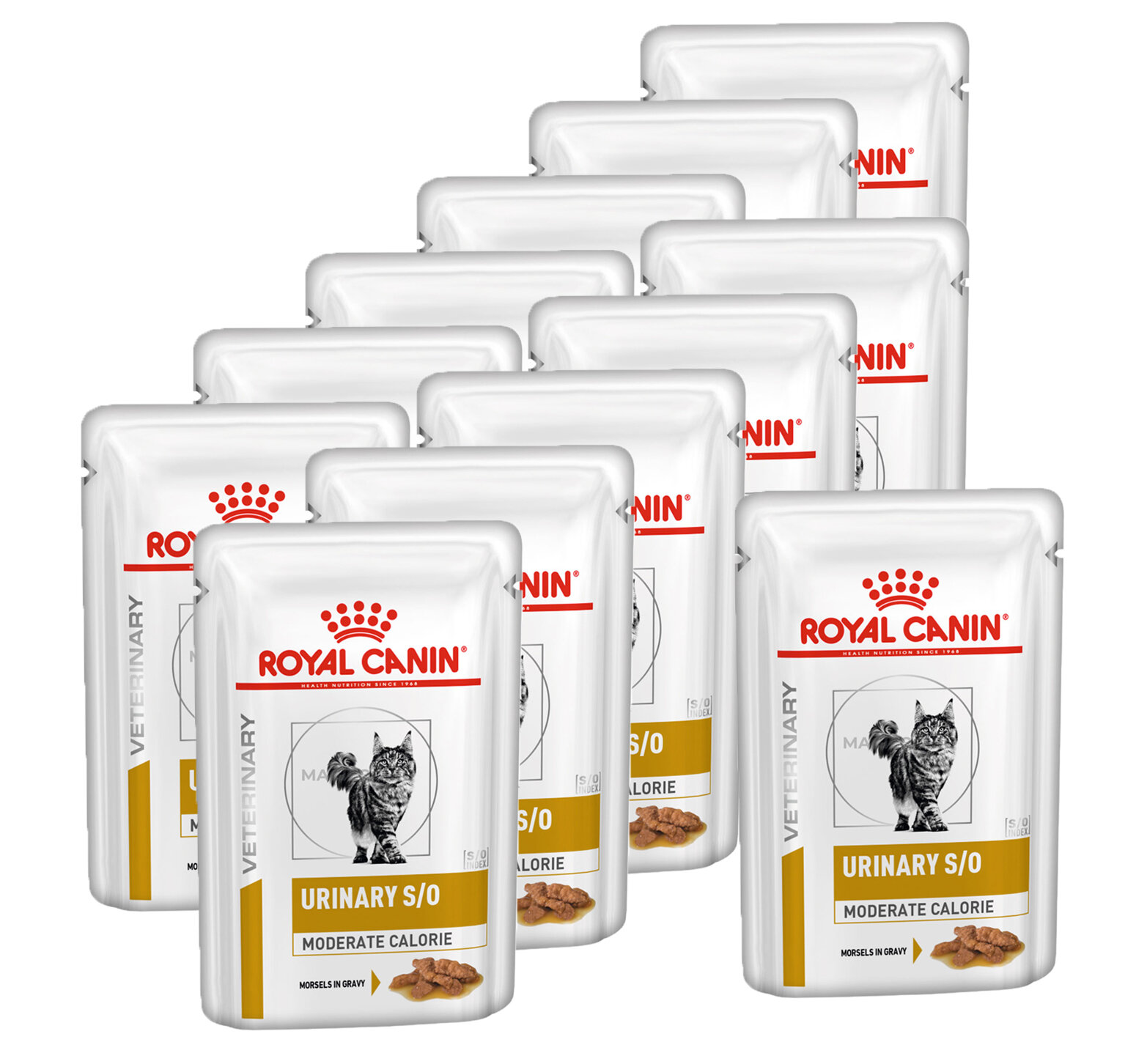 Влажный корм (консервы) ROYAL CANIN URINARY S/O MODERATE CALORIE для взрослых кошек при мочекаменной болезни с умеренным содержанием энергии в соусе пауч, 85 гр x 12 шт.