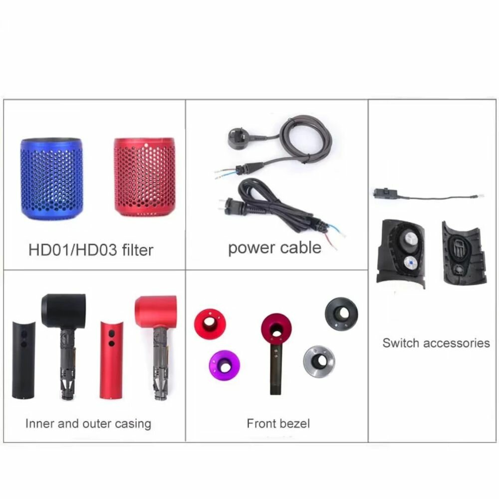 Для фена HD01/0203 шнур питания фильтр основной корпус передняя панель ручка переключатель кнопка обновление запасные части