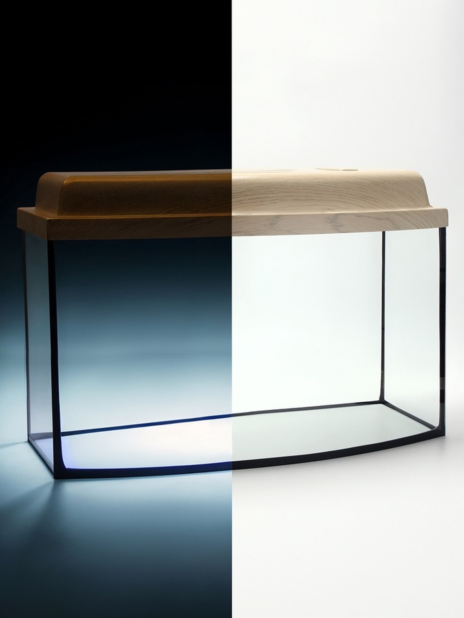 Аквариум "Телевизор" с крышкой, 55 литров, 63 х 25 х 36/41 см, беленый дуб