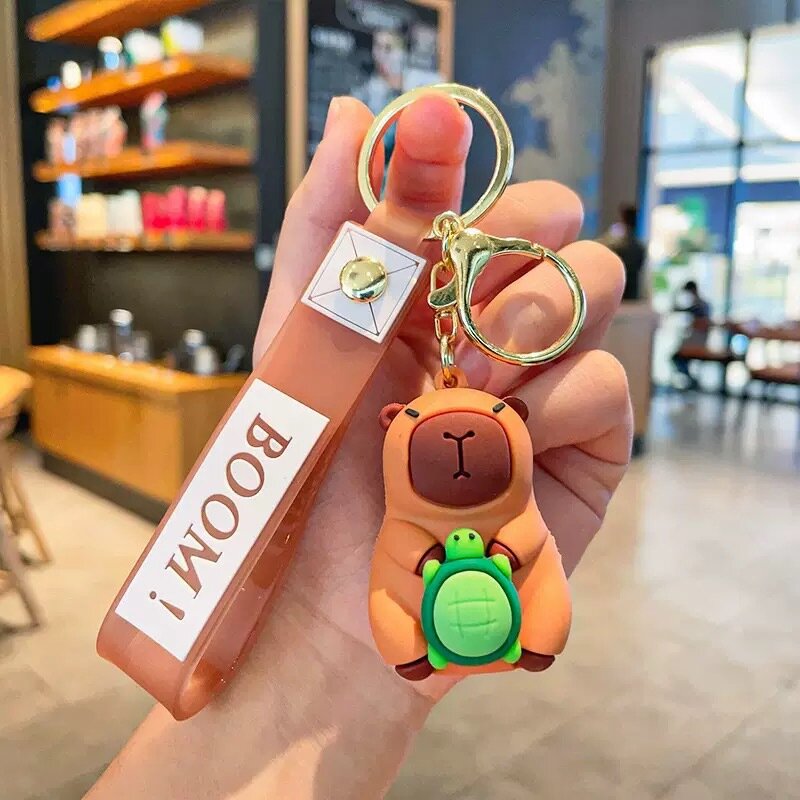 Брелок-подвеска в виде мультяшной капибары, креативное милое украшение для автомобиля в виде пары кукол, подвеска с капибарой и черепахой.