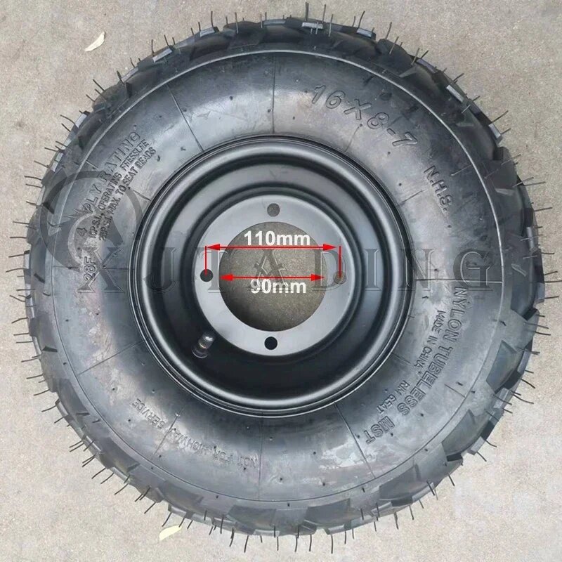 7-дюймовые внедорожные колеса 16x8-7 Бескамерная шина и ступица колес для квадроцикла Багги Гольф-кара Газонокосилка Снегоочиститель Квадроцикл Вакуумные шины Запчасти 4 hole