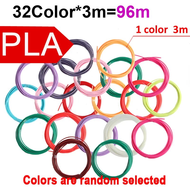 PLA нить для 3D-ручки, 32 цвета, 96м