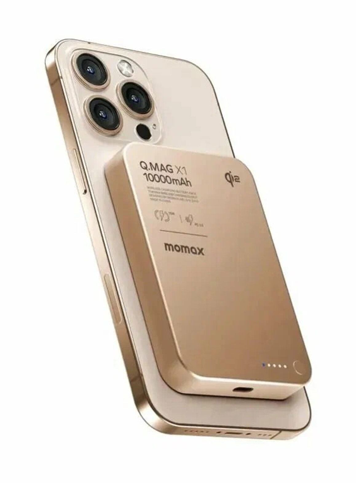 Магнитный повербанк Momax Q.Mag X1 Qi2 10000mAh (Gen2) - темное золото