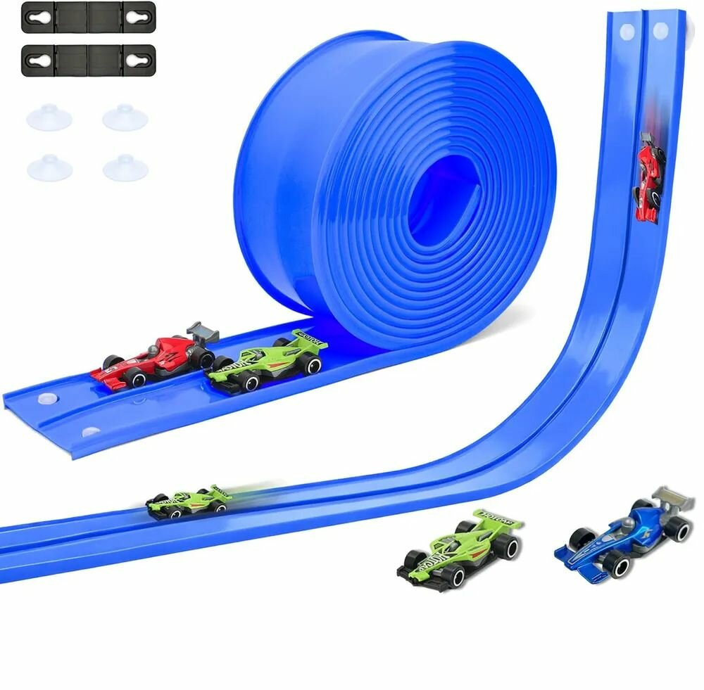 Гоночный трек DIY, 2 машинки, 4.5 метра, ПВХ дорожка, с металлическими машинками, для детей